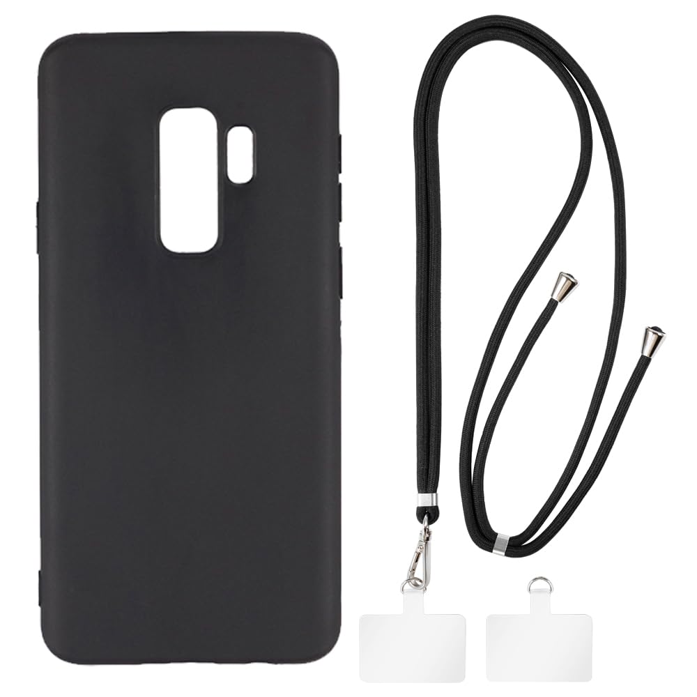 Shantime Samsung Galaxy S9 Plus Case + Universal Mobile Phone Lanyards, Neck/Crossbody Soft Strap Silicone TPU Cover Bumper Shell for Samsung Galaxy S9 Plus (6.2”)