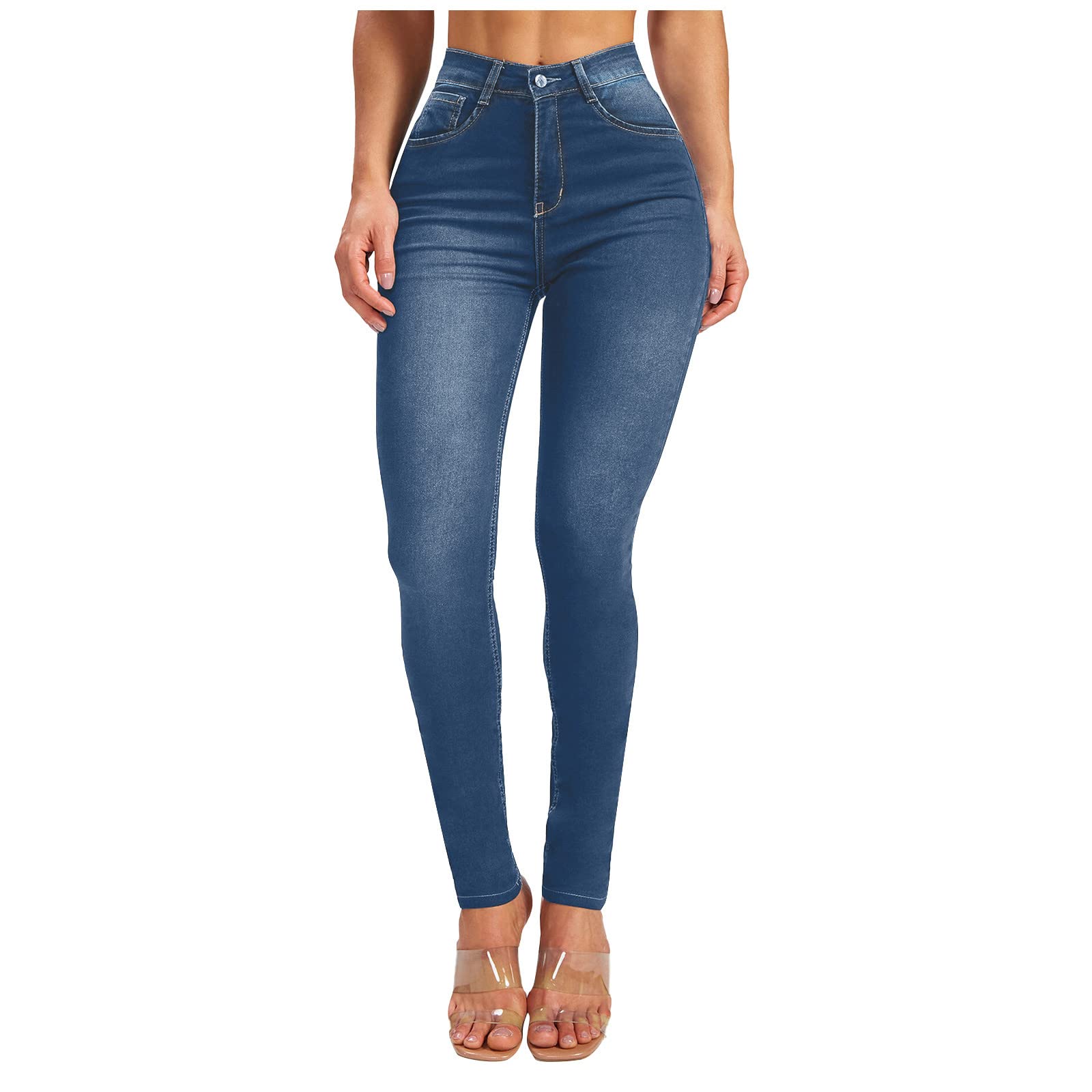 Warehouse Thirteen Womens Uniform Pants Women Curvy Slim Fit Butt Lifting Denim Skinny Jeans Pencil Denim Pants Petite Jeans Stretch Denim Pants Blue 2XL