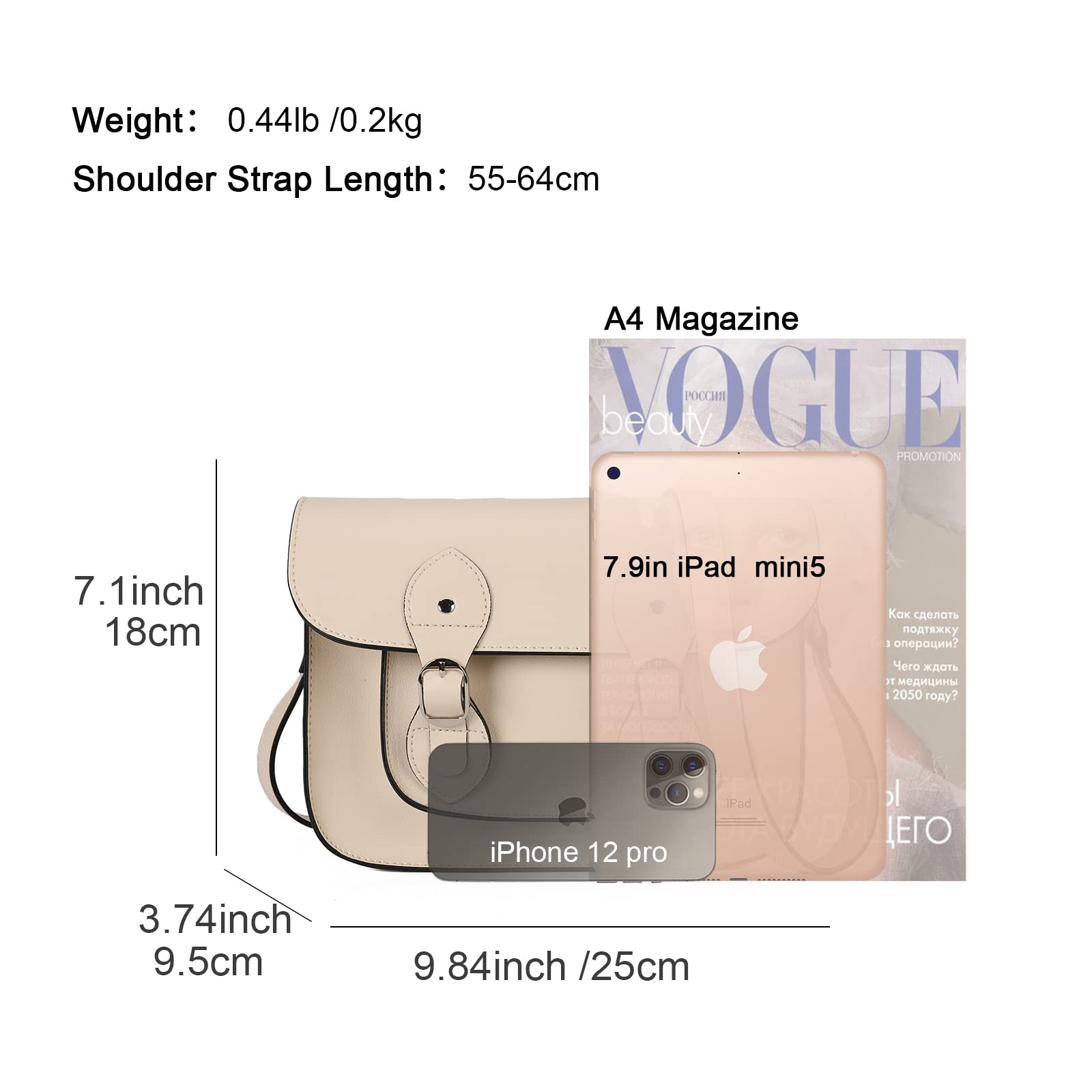 Gladdon Small Messenger Bag for Women Vegan Leather Crossbody Bags Travel Satchel Shoulder Purses Beige
