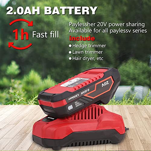 Cordless Hedge Trimmer, 20V Bush Trimmer 20-Inch Dual-Action Blades 5.5-lb Lightweight & Powerful Battery and Fast Charger