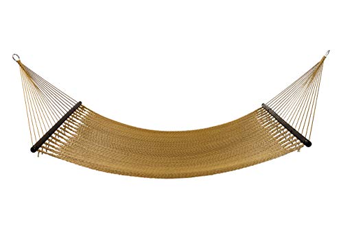 Project One 10FT Polyester Soft-Spun Rope Hammock, 51inch Large Double Wide Two Person with Spreader Bars - for Outdoor Patio, Yard, and Porch (Tan)