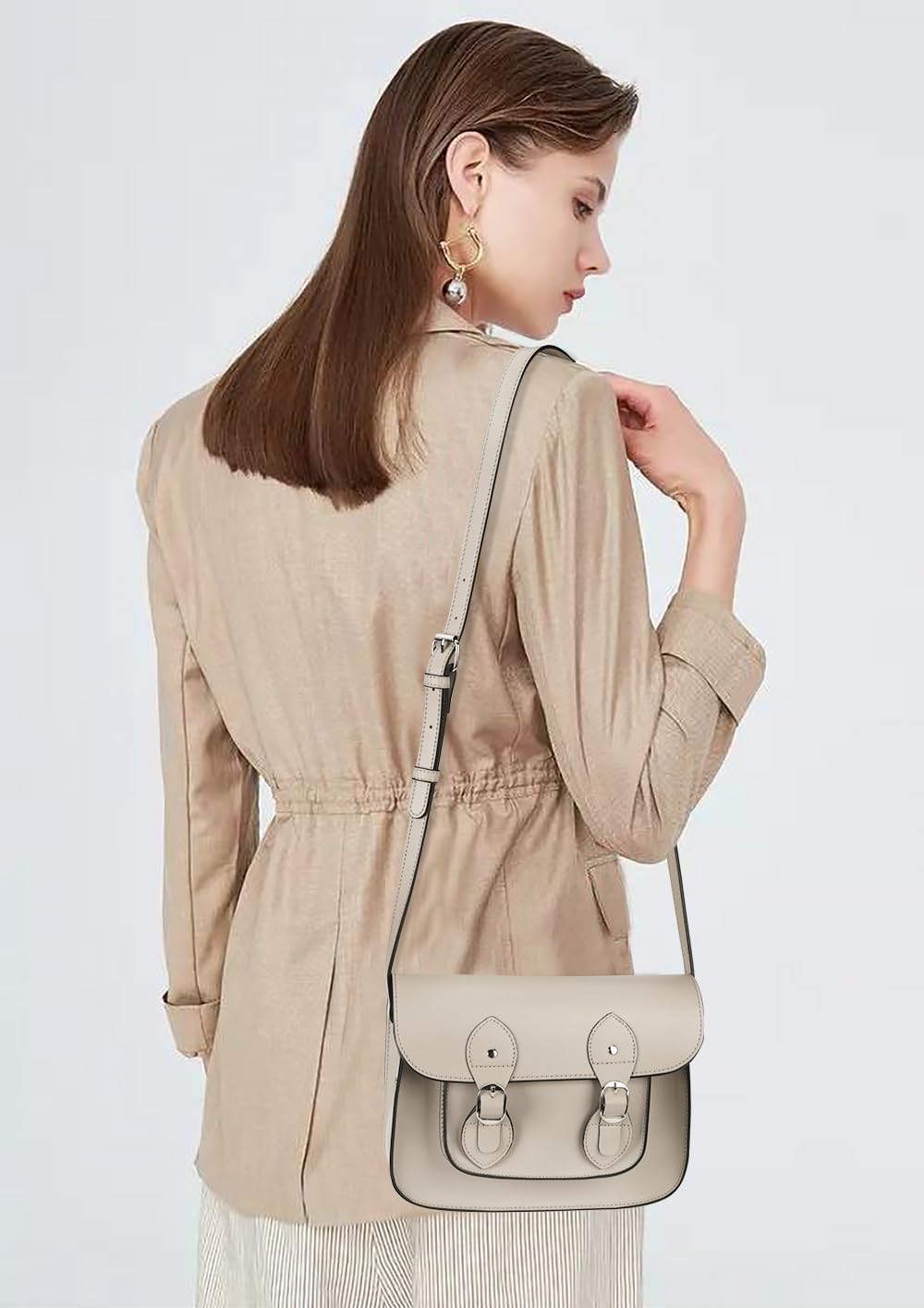 Gladdon Small Messenger Bag for Women Vegan Leather Crossbody Bags Travel Satchel Shoulder Purses Beige