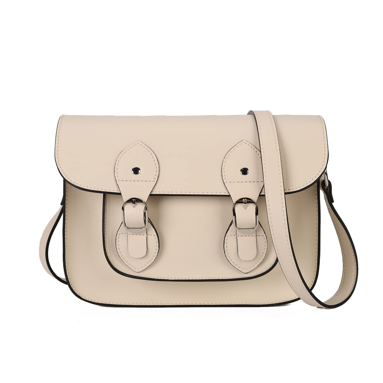 Gladdon Small Messenger Bag for Women Vegan Leather Crossbody Bags Travel Satchel Shoulder Purses Beige