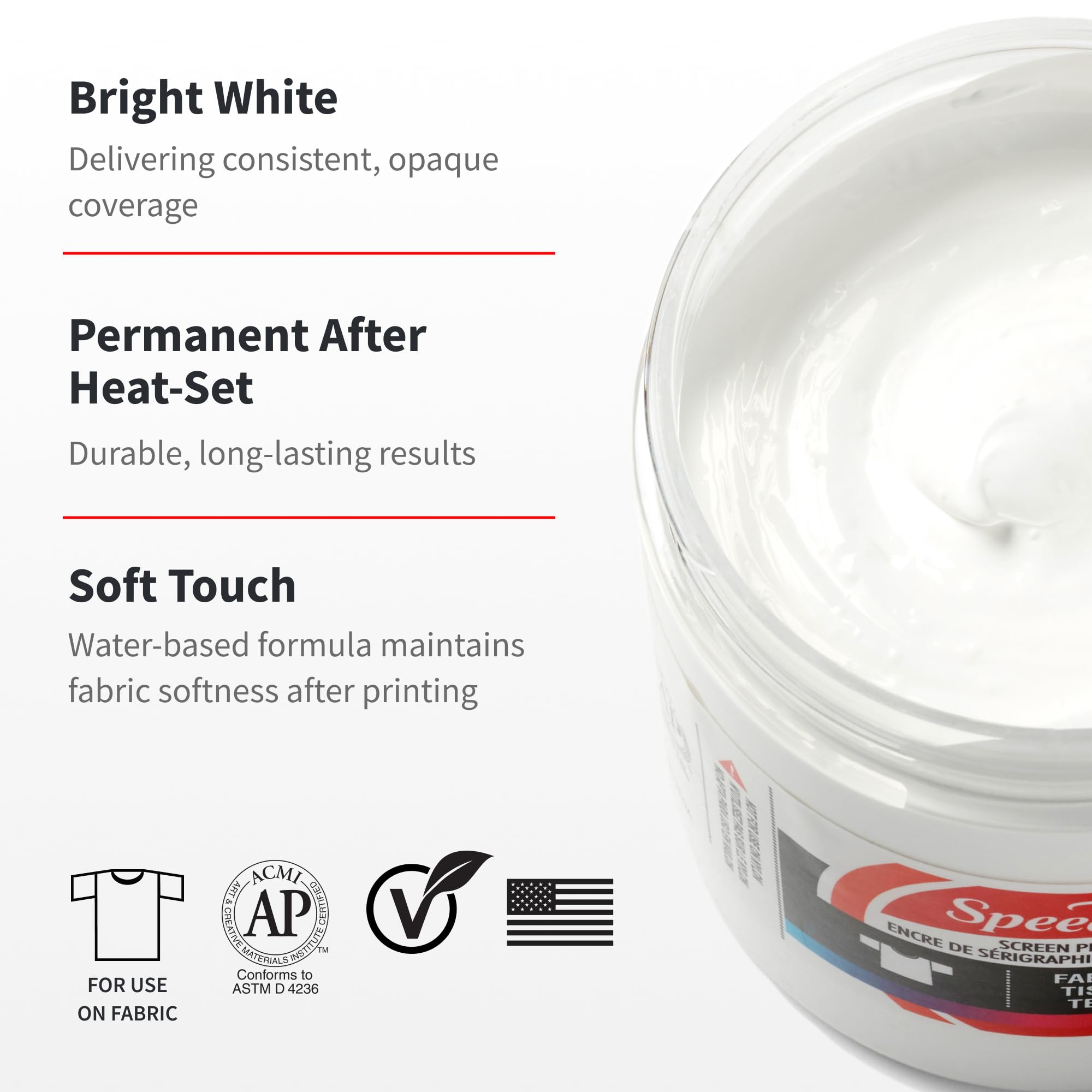 Speedball Fabric Screen Printing Ink, 8-Ounce, White