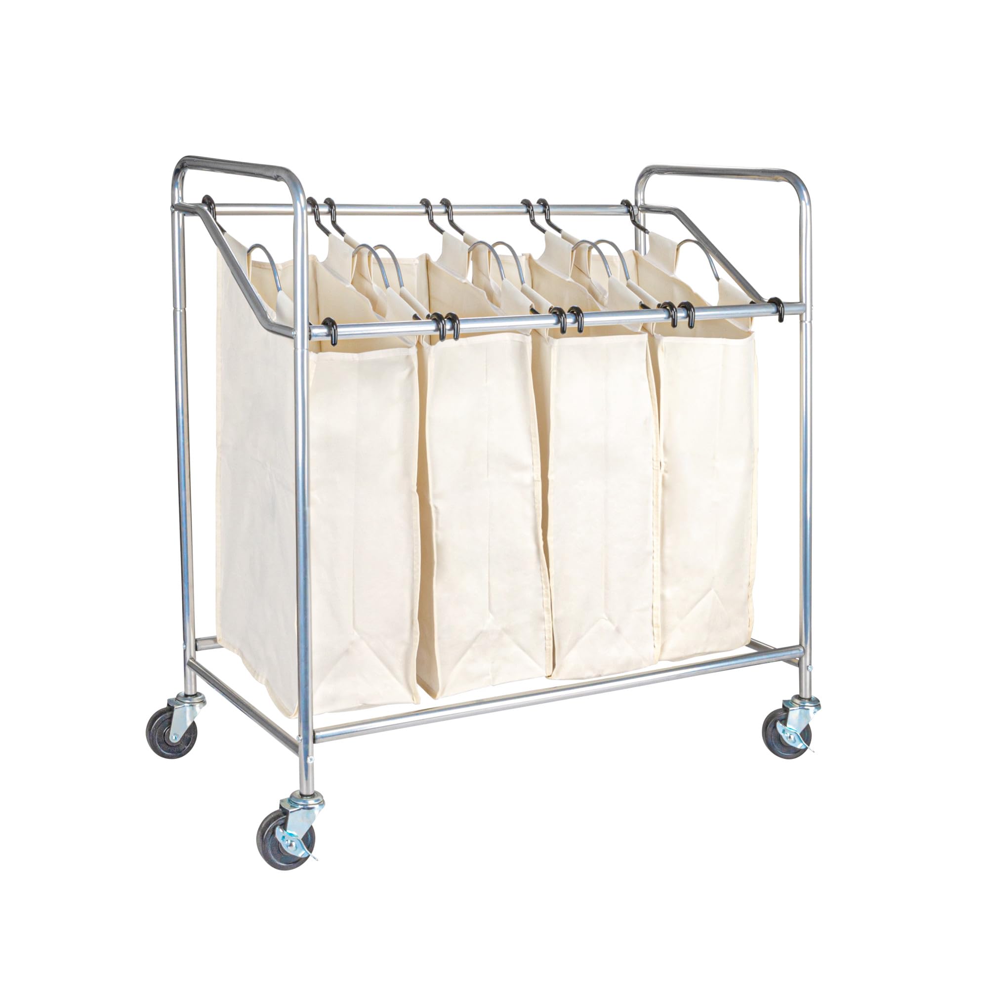 Household Essentials Four Bag Laundry Sorter, Chrome Finish