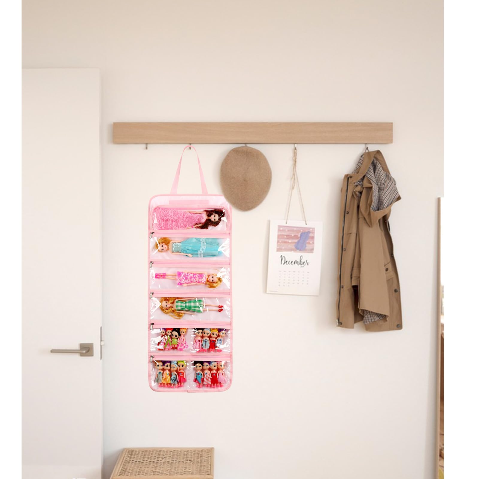 Toy Dolls Storage Bag Tote Carrying Case Compatible with LOL Surprise Toys Dolls Omg, Hanging Organizer Storage Bag with 8 Clear Window Pockets, Bag Only (04-Cat Purple)