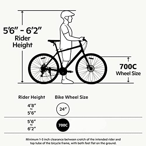 21 Speed Hybrid Bike Disc Brake 700C Road Bike for Men Women's City Bicycle (Blue)