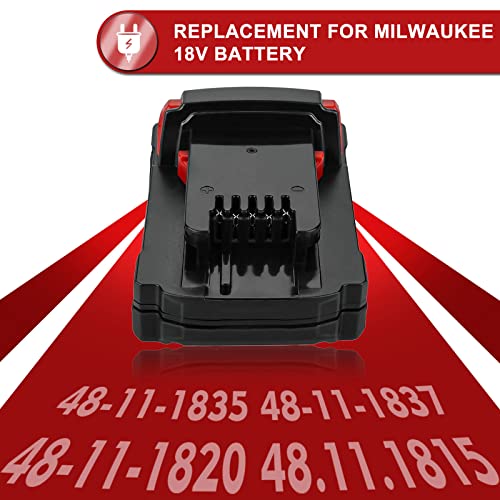 Dosctt 2 Packs 18V 3.0Ah 48-11-1835 48-11-1837 Replacement Battery Compatible with Milwaukee M18 Battery Lithium ion 48.11.1815 48-11-1820 48-11-1828 48-11-1840 48-11-1850 48-11-1852