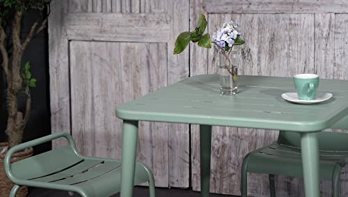 Lisuden Set of 2 Indoor-Outdoor Metal Dining Chairs, Patio Bistro Chair, Lower-Back Cafe Chairs with 18" Seat Height (Pea Green)