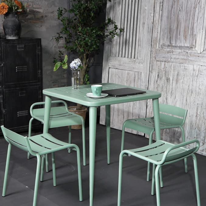 Lisuden Set of 2 Indoor-Outdoor Metal Dining Chairs, Patio Bistro Chair, Lower-Back Cafe Chairs with 18" Seat Height (Pea Green)