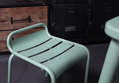 Lisuden Set of 2 Indoor-Outdoor Metal Dining Chairs, Patio Bistro Chair, Lower-Back Cafe Chairs with 18" Seat Height (Pea Green)