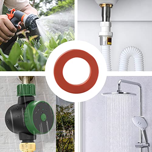 30 Pcs Garden Hose Washer Rubber, Hosnhh Heavy Duty Rubber Washer Fit All Standard 3/4" Garden Hose Fittings, Watering Timer, Sprinkler (Red)