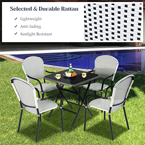 ZHYH Set of 4 Patio Dining Chairs with Stackable arms no Assembly Required