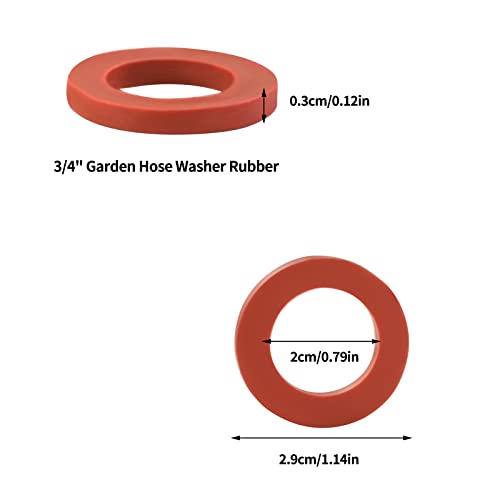 30 Pcs Garden Hose Washer Rubber, Hosnhh Heavy Duty Rubber Washer Fit All Standard 3/4" Garden Hose Fittings, Watering Timer, Sprinkler (Red)