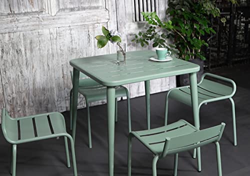 Lisuden Set of 2 Indoor-Outdoor Metal Dining Chairs, Patio Bistro Chair, Lower-Back Cafe Chairs with 18" Seat Height (Pea Green)