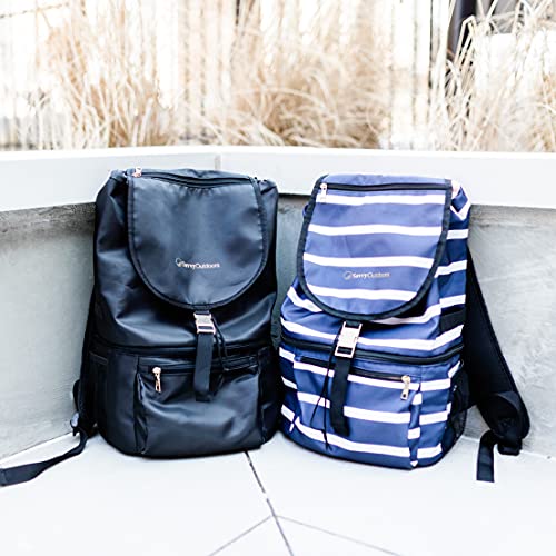 One Girl Savvy Outdoors Cooler Backpack | Durable, Lightweight, Stylish Design, High-Density Insulation Material & Leak-Proof | Perfect for Events, Picnics, Beach Activities, Hiking & More, Stripes