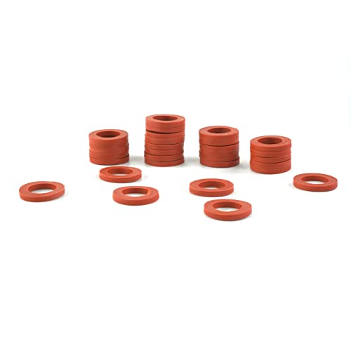 30 Pcs Garden Hose Washer Rubber, Hosnhh Heavy Duty Rubber Washer Fit All Standard 3/4" Garden Hose Fittings, Watering Timer, Sprinkler (Red)