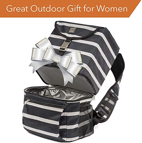 One Girl Savvy Outdoors Cooler Backpack | Durable, Lightweight, Stylish Design, High-Density Insulation Material & Leak-Proof | Perfect for Events, Picnics, Beach Activities, Hiking & More, Stripes