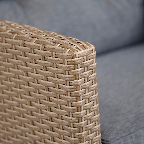 Muse & Lounge Co. Mobler Transitional Steel Frame and All-Weather Wicker 48 in. Wide 2-Seater Patio Loveseat for Outdoor, Garden, Poolside, Balconies, Natural Brown