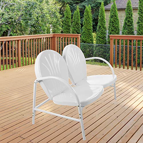 Northlight 47-Inch Outdoor Retro Tulip Loveseat, White