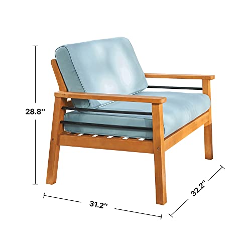 VIFAH Gloucester Contemporary Patio Sofa Club Chair, Golden Oak Wood Color