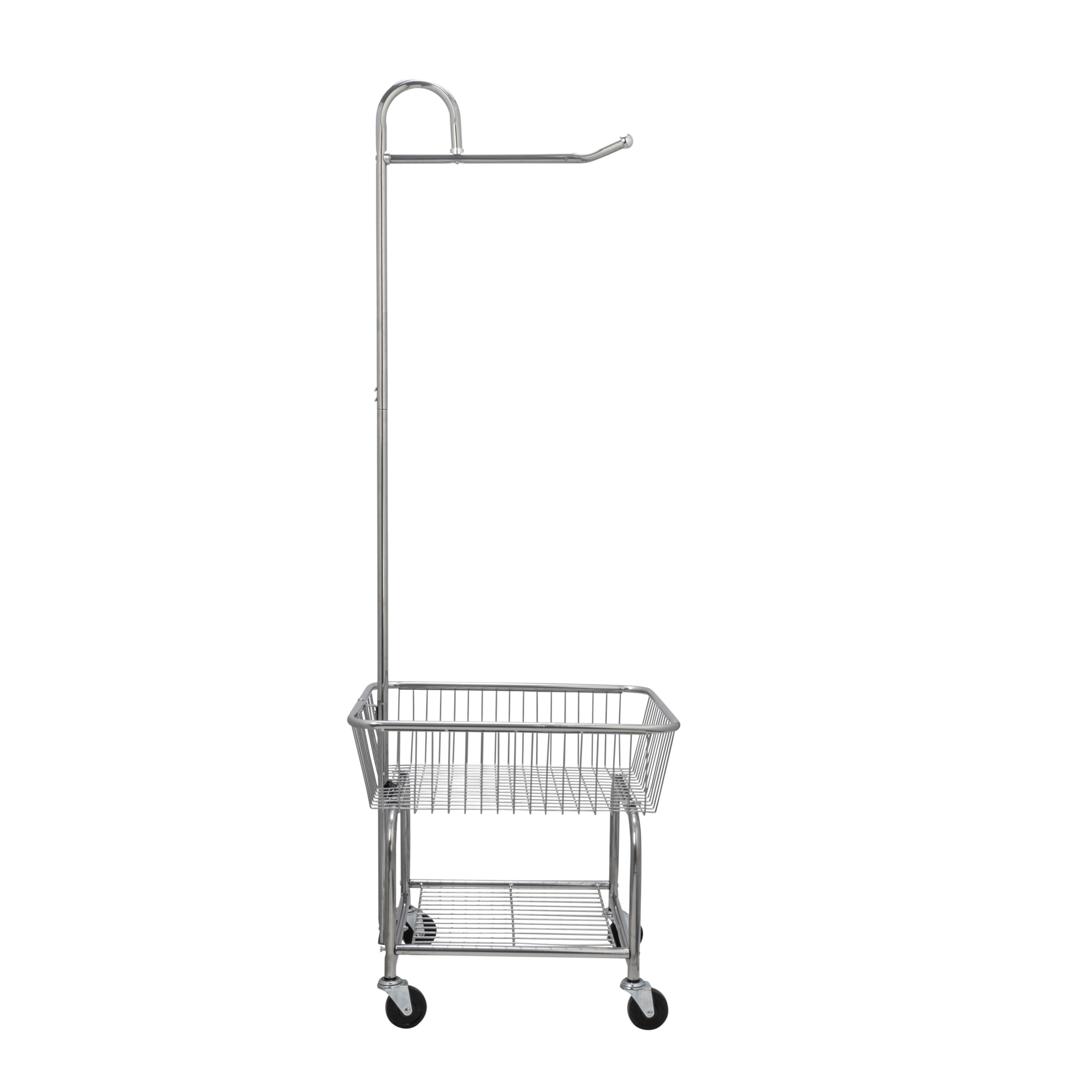 Household Essentials 6028-1 Rolling Laundry Cart with Hanging Bar - Chrome Finish