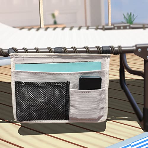 GOLDSUN Foldable Patio Chaise Lounge Chair for Outdoor with Detachable Pocket and Pillow, Portable Adjustable Sun Lounger Recliner for Beach, Camping and Pool-Beige(1pack