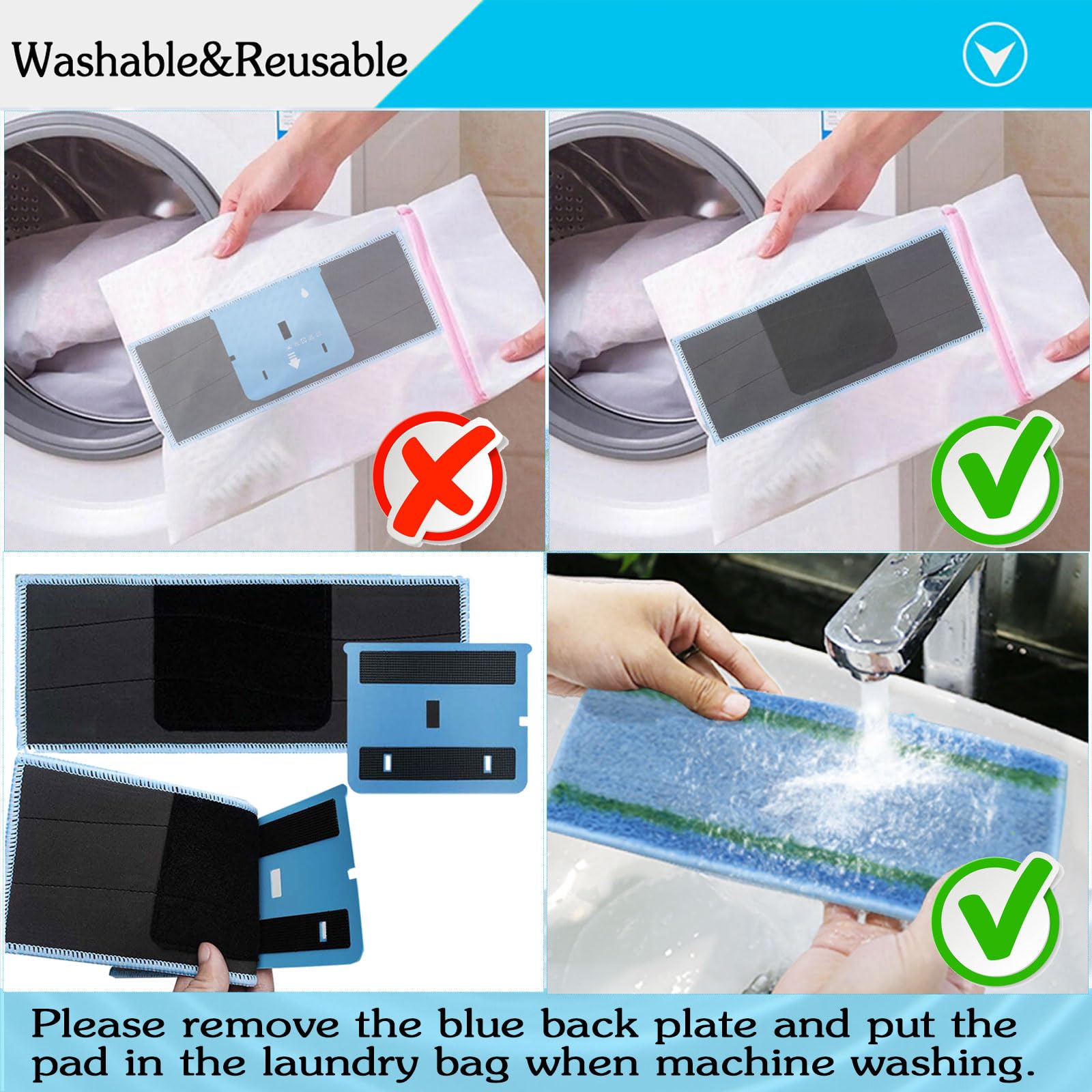 8 Pack Upgraded M6 Wet Mopping Pads for iRobot Braava Jet M6 Series (6110) (6012) (6112) (6113) Ultimate Robot Mops, New Sticky Design, Detachable, Washable and Reusable M6 Pads Accessories Parts