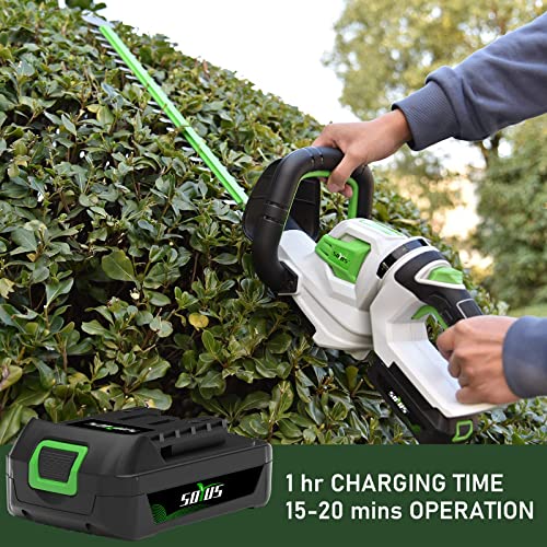 Cordless Hedge Trimmer Battery&Charger SOYUS 20V 2.0AH Electric Hedge Trimmer 22In Dual Action Blades 3/4ββ Cutting Capacity Bush Trimmer for Bush Shrub Branch