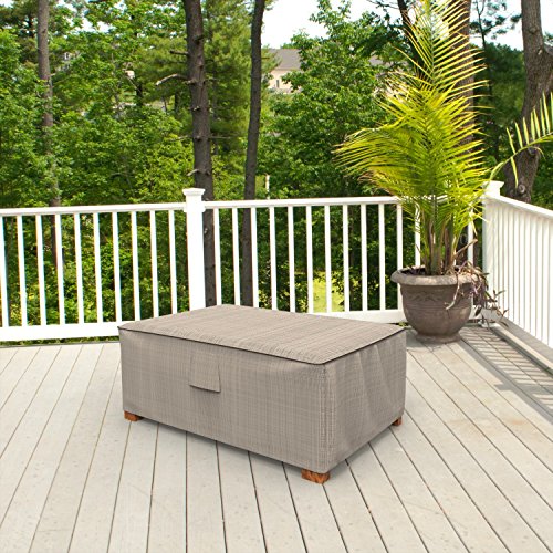 Budge P4W01PM1 English Garden Patio Ottoman Cover Heavy Duty and Waterproof, 18" High x 33" Wide x 25" Long, Two-Tone Tan