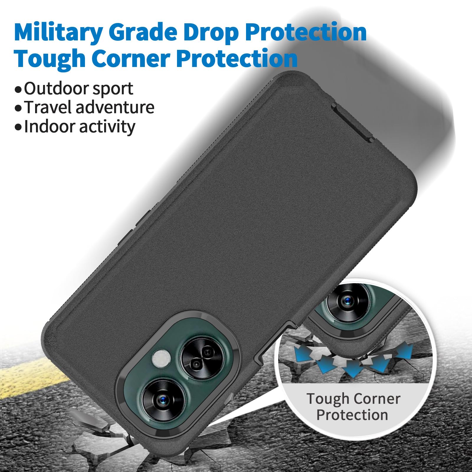 Anloes for Oneplus Nord N30 5G/CE 3 Lite Case, Defender Phone Case Heavy Duty Shockproof Dustproof Rugged Protective, 3 in 1 Bumper Cover for Oneplus Nord N30 Black(Without Built-in Screen Protector)