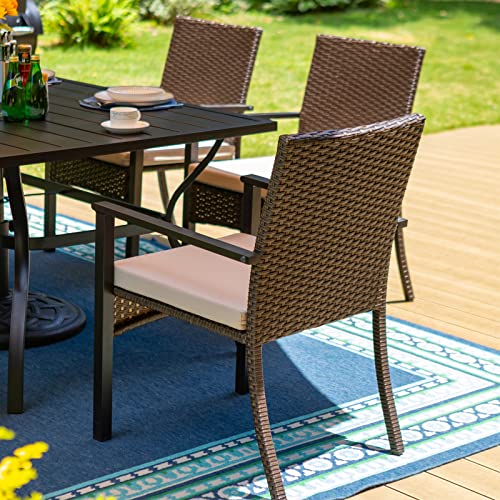 MFSTUDIO Patio Dining Chairs Set of 2,Outdoor Rattan Wicker Chairs with Removable Cushion for Garden,Porch,Balcony