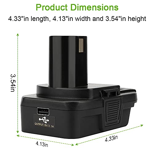 ZLWAWAOL DM18RL Battery Adapter Converter with USB Socket Compatible for Dewalt 20V & Milwaukee 18V Li-Ion Battery Convert to Ryobi 18V P108 ABP1801 Battery