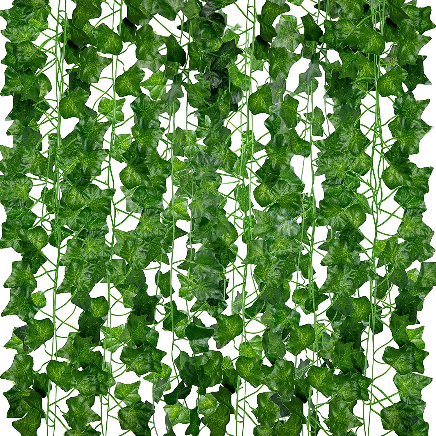 87ft 12 Pack / 84 inch, Artificial Ivy Garland Fake Leaf Plants Vine, Hanging Leaves Garlands for Wedding Wall Party Room Bedroom Aesthetic Decor