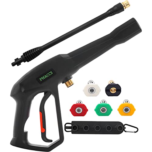 PWACCS Pressure Washer Gun Replacement with Extension Wand Kit β Power Washing Trigger Handle with 5 Spray Nozzles β Pressure Washer Parts Compatible with Ryobi, Green Works & Karcher β 2000 PSI MAX