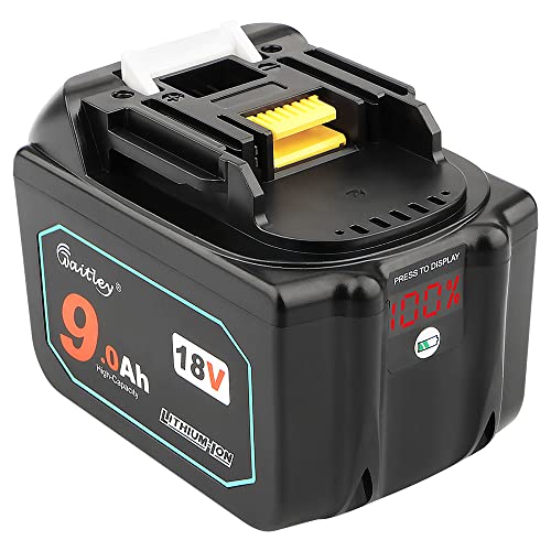 waitley 18V 9.0Ah Replacement Battery Compatible with Makita BL1830 BL1840 BL1850 BL1860 BL1890 Lithium-Ion Battery Tools with LED Indicator