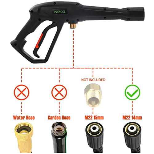 PWACCS Pressure Washer Gun Replacement with Extension Wand Kit β Power Washing Trigger Handle with 5 Spray Nozzles β Pressure Washer Parts Compatible with Ryobi, Green Works & Karcher β 2000 PSI MAX