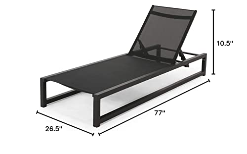 Christopher Knight Home Vivian Outdoor Aluminum Chaise Lounge with Mesh Seating, Black