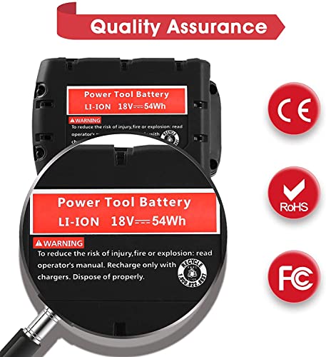 【2-Pack 18V 6.0Ah】Lithium Replacement Battery Compatible with Milwaukee 18V Battery for M18 Battery 48-11-1820 48-11-1850 48-11-1815 48-11-1852 48-11-1822 48-11-1828 48-11-10 48-11-1811 48-11-1840