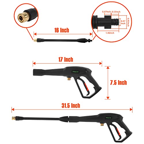 PWACCS Pressure Washer Gun Replacement with Extension Wand Kit β Power Washing Trigger Handle with 5 Spray Nozzles β Pressure Washer Parts Compatible with Ryobi, Green Works & Karcher β 2000 PSI MAX