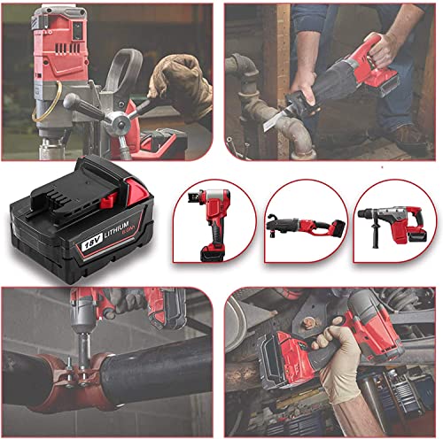 【2-Pack 18V 6.0Ah】Lithium Replacement Battery Compatible with Milwaukee 18V Battery for M18 Battery 48-11-1820 48-11-1850 48-11-1815 48-11-1852 48-11-1822 48-11-1828 48-11-10 48-11-1811 48-11-1840