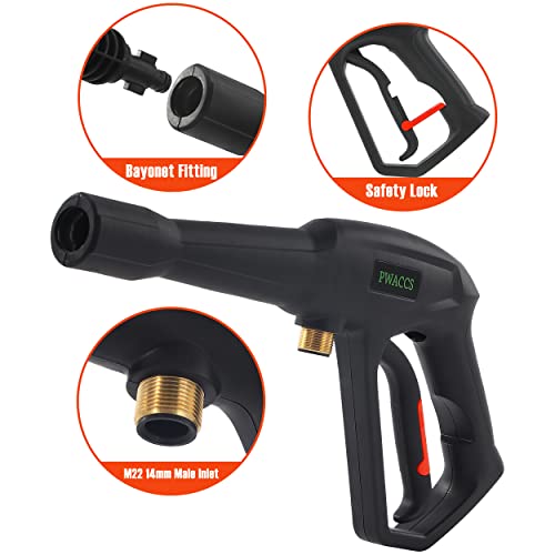 PWACCS Pressure Washer Gun Replacement with Extension Wand Kit β Power Washing Trigger Handle with 5 Spray Nozzles β Pressure Washer Parts Compatible with Ryobi, Green Works & Karcher β 2000 PSI MAX