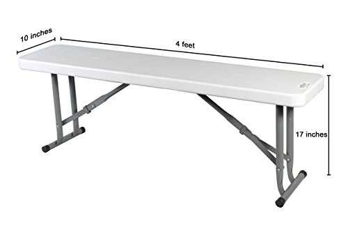 Ontario Furniture Bench/Folding-Plastic, Sturdy Strong Frame, Perfect for Entertaining a Crowd or Everyday use Both Indoor and Outdoor, Legs are fold-able for Easy and Convenient Storage, 10x48