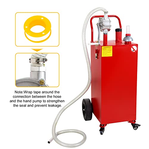KODOM 30 Gallon Gas Caddy, Portable Fuel Storage Tank, Large Gasoline Container Diesel Can with Pump Rolling and Solid Rubber Wheels for Boat, ATV, Car, Motorcycle,UTV (Red)