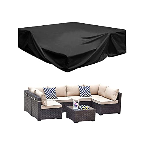 Patio Furniture Sectional Set Covers Large Waterproof Outdoor Furniture Set Covers Loveseat Set Covers Rectangle Heavy Duty 90" L x 64" W Black