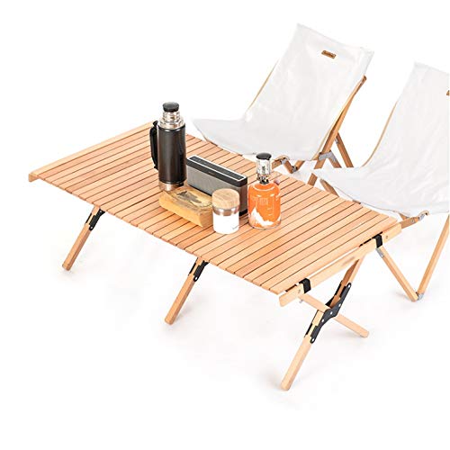 DOUBAO Outdoor Egg Roll Table Portable Folding Table Camping Home Self Driving Tour Solid Wood Barbecue Picnic Table