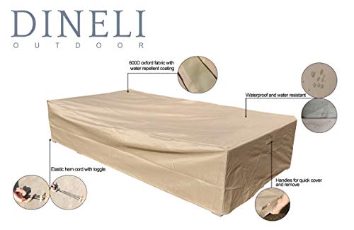 Dineli Outdoor Sectional Patio Sofa Covers Waterproof and Water Resistant 120"L x 61"W x 24.4"H Heavy Duty 600D Rectangular Furniture Covers (Olive Green)