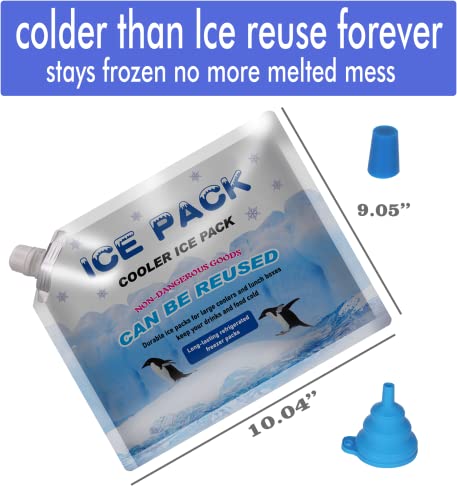 HenryDa 6 Pieces Reusable ice Packs for Coolers,Long Lasting Cooler ice Pack, 24to 48 Hours of Cold Gel Ice Pack.Lunch Bag CoolerIt can Hold 1400-1600ml of Water