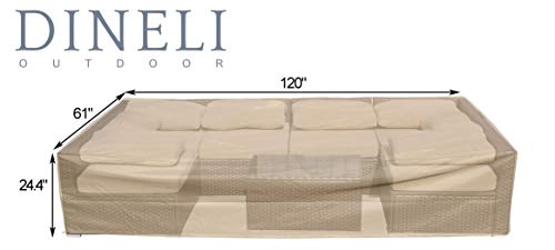 Dineli Outdoor Sectional Patio Sofa Covers Waterproof and Water Resistant 120"L x 61"W x 24.4"H Heavy Duty 600D Rectangular Furniture Covers (Olive Green)