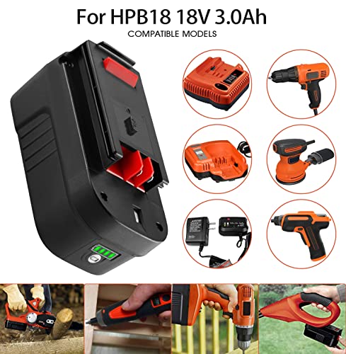 【Lithium-ion | NOT Ni-Mh】 3000mAh 18V Replacement Battery for Black and Decker 18V HPB18 HPB18-OPE 244760-00 A1718 FS18FL FSB18 Firestorm Cordless Power Tools Lithium Battery